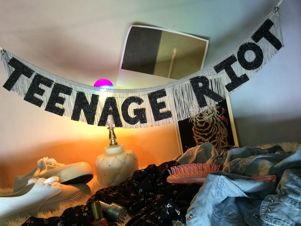 Teenage Riot Glittering Fringe Banner Fringe Wall Hanging - Etsy