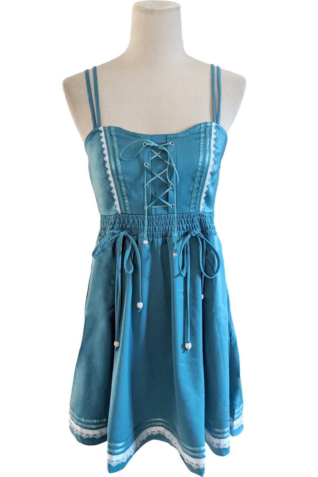 Young Tifa Lockhart Blue Green Dress Cosplay Costume Final Fantasy VII ...