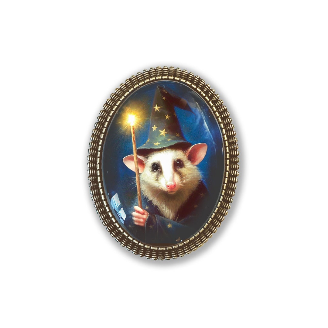 Wizard Opossum Brooch, Opossum Pin, Magic Opossum Portrait Brooch ...