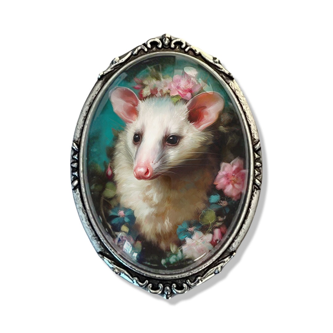 Spring Opossum Brooch, Opossum Pin, Victorian Inspired Opossum Portrait ...
