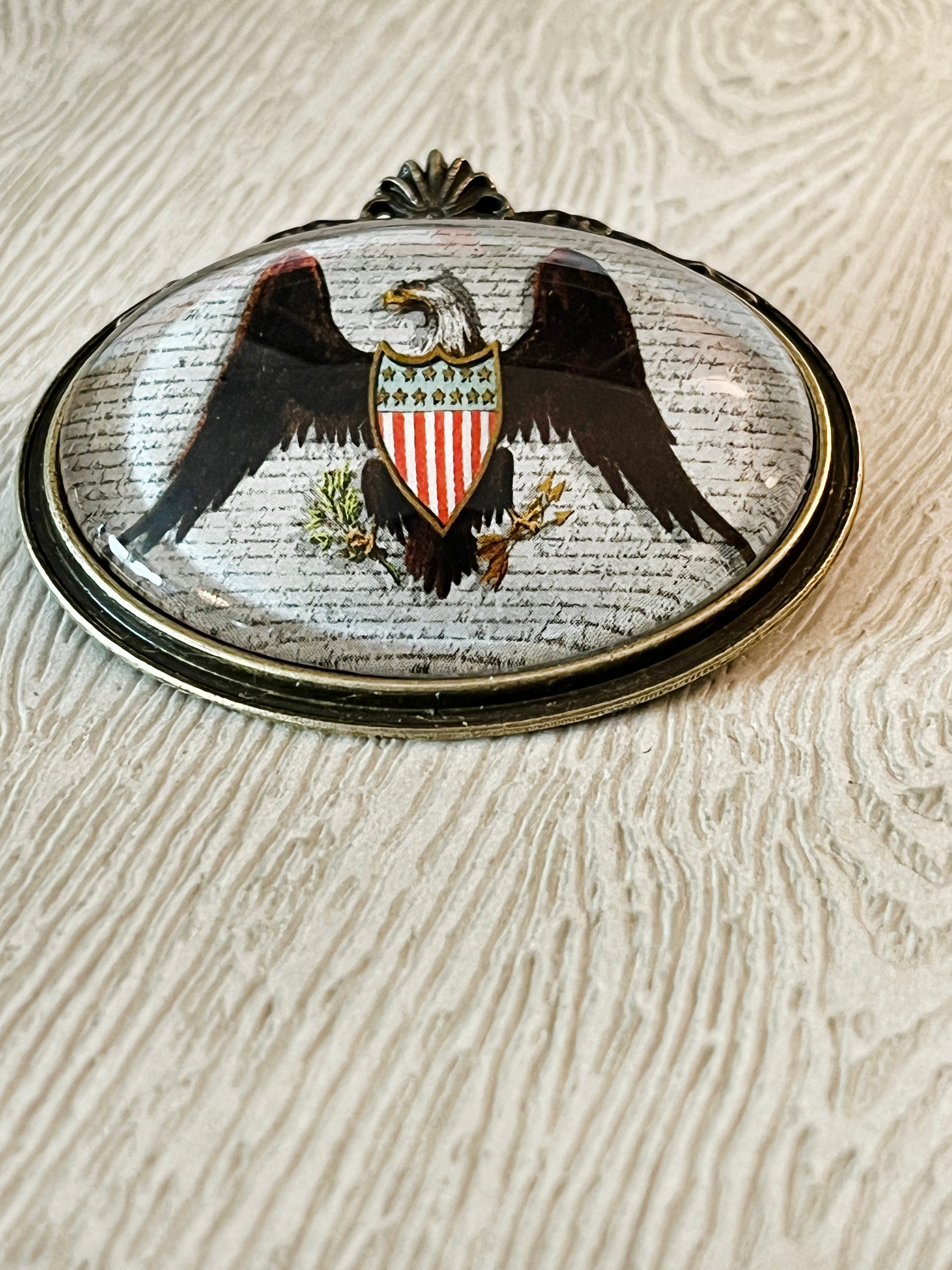 Patriotic Eagle Brooch: USA Shield & Declaration of Independence Pin - Etsy
