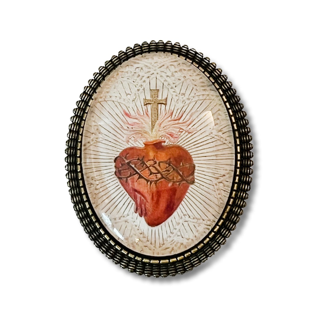 Sacred Heart Brooch, Sacred Heart of Jesus Pin, Religious Gift ...