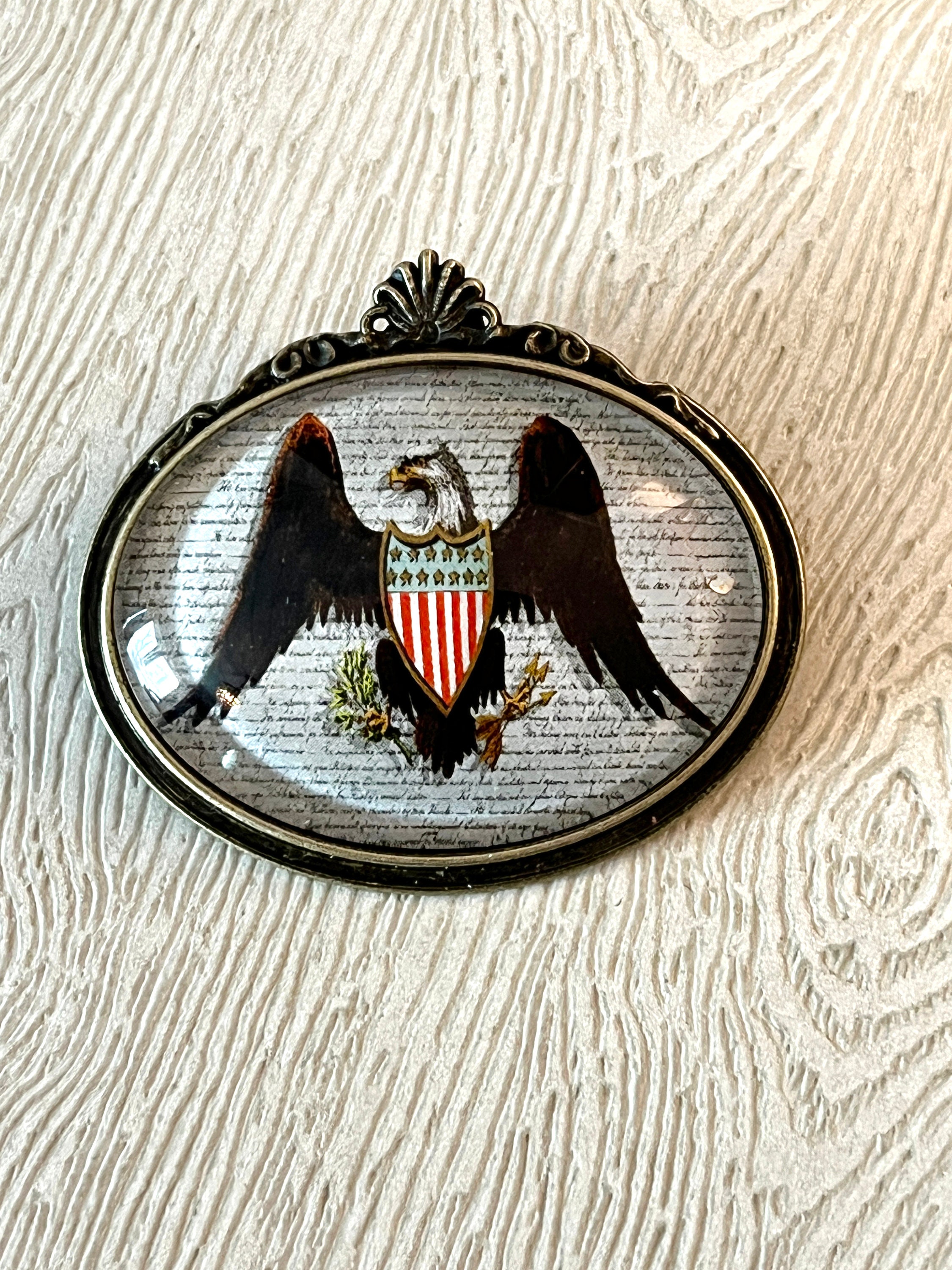 Patriotic Eagle Brooch: USA Shield & Declaration of Independence Pin - Etsy