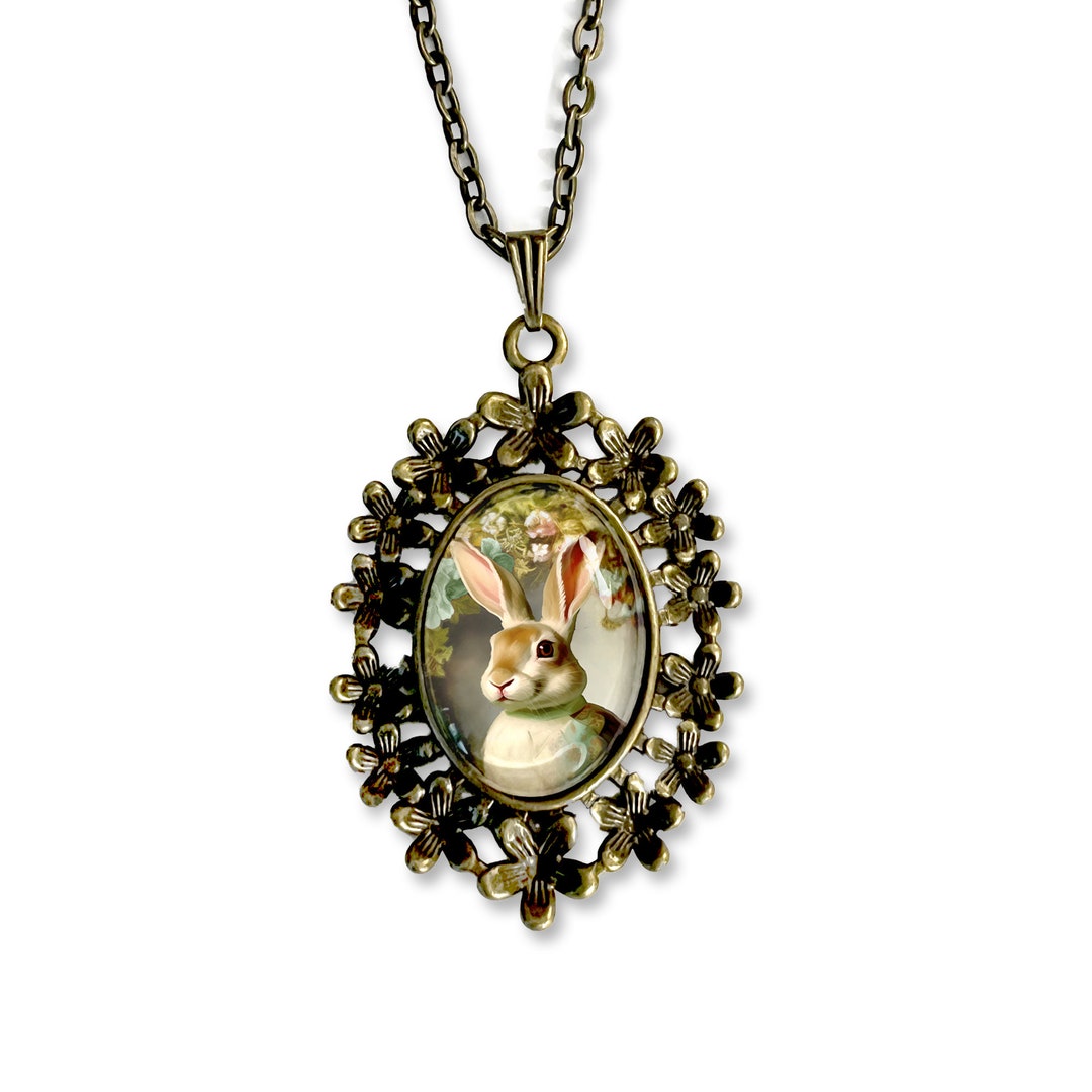 Easter Bunny Necklace, Vintage Inspired Rabbit Pendant, Spring Bunny ...