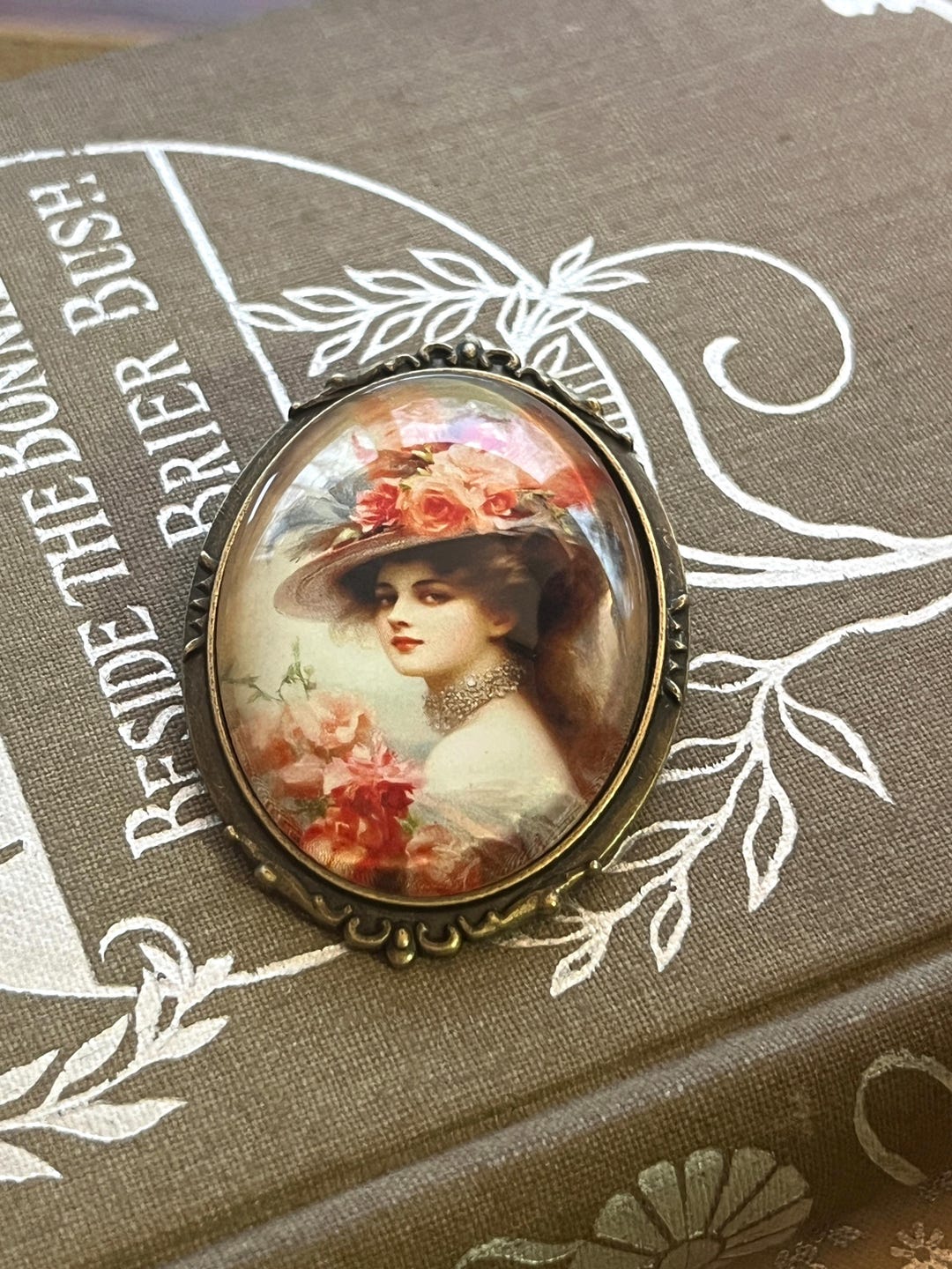 Victorian Inspired Lady Art Brooch, Spring Brooch, Gibson Girl Brooch ...