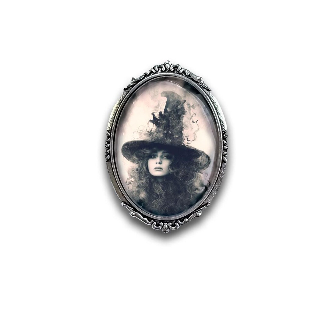 Haunted Witch Portrait Brooch, Witch Brooch, Witch Pin, Witch Jewelry ...