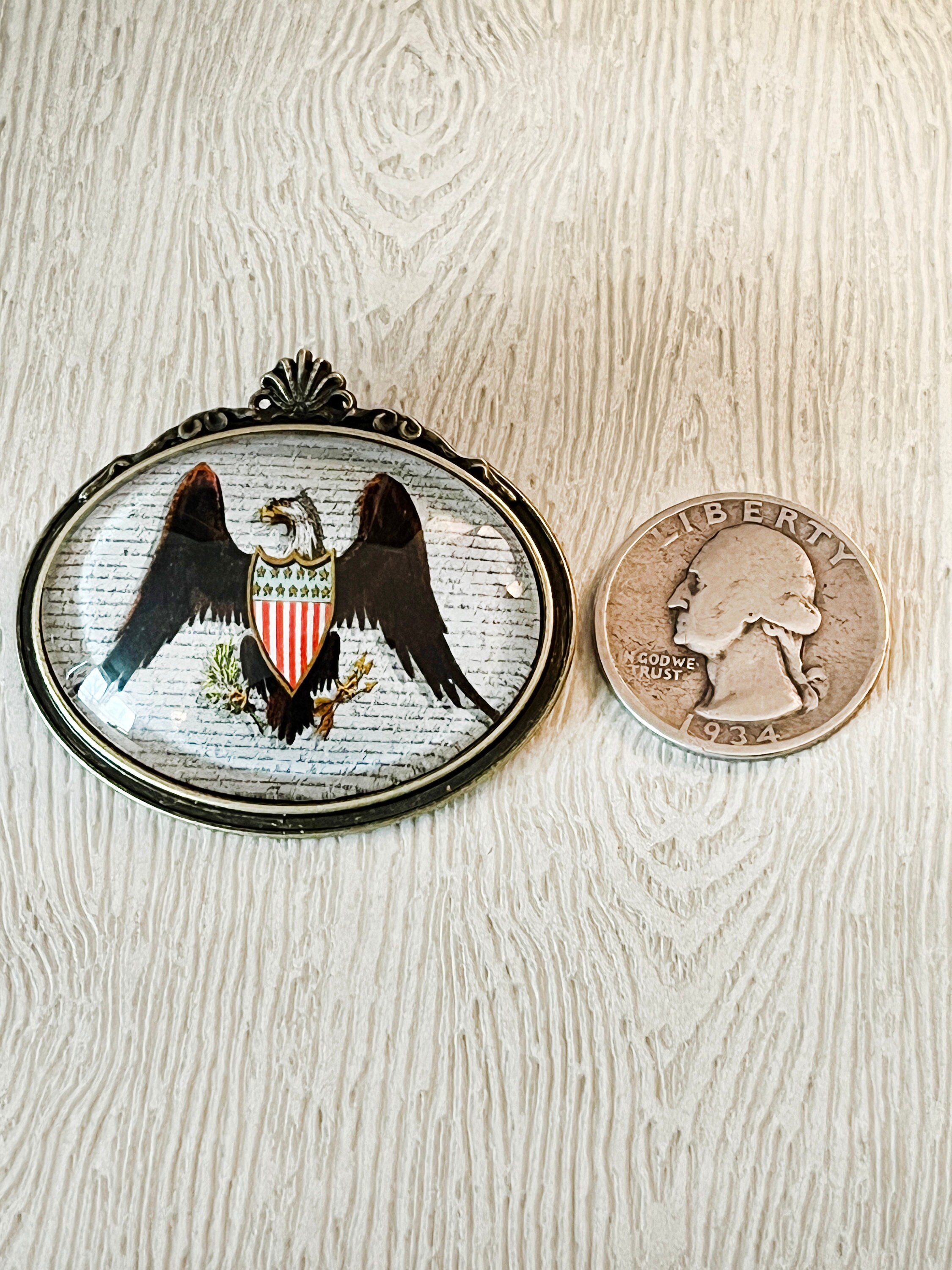 Patriotic Eagle Brooch: USA Shield & Declaration of Independence Pin - Etsy