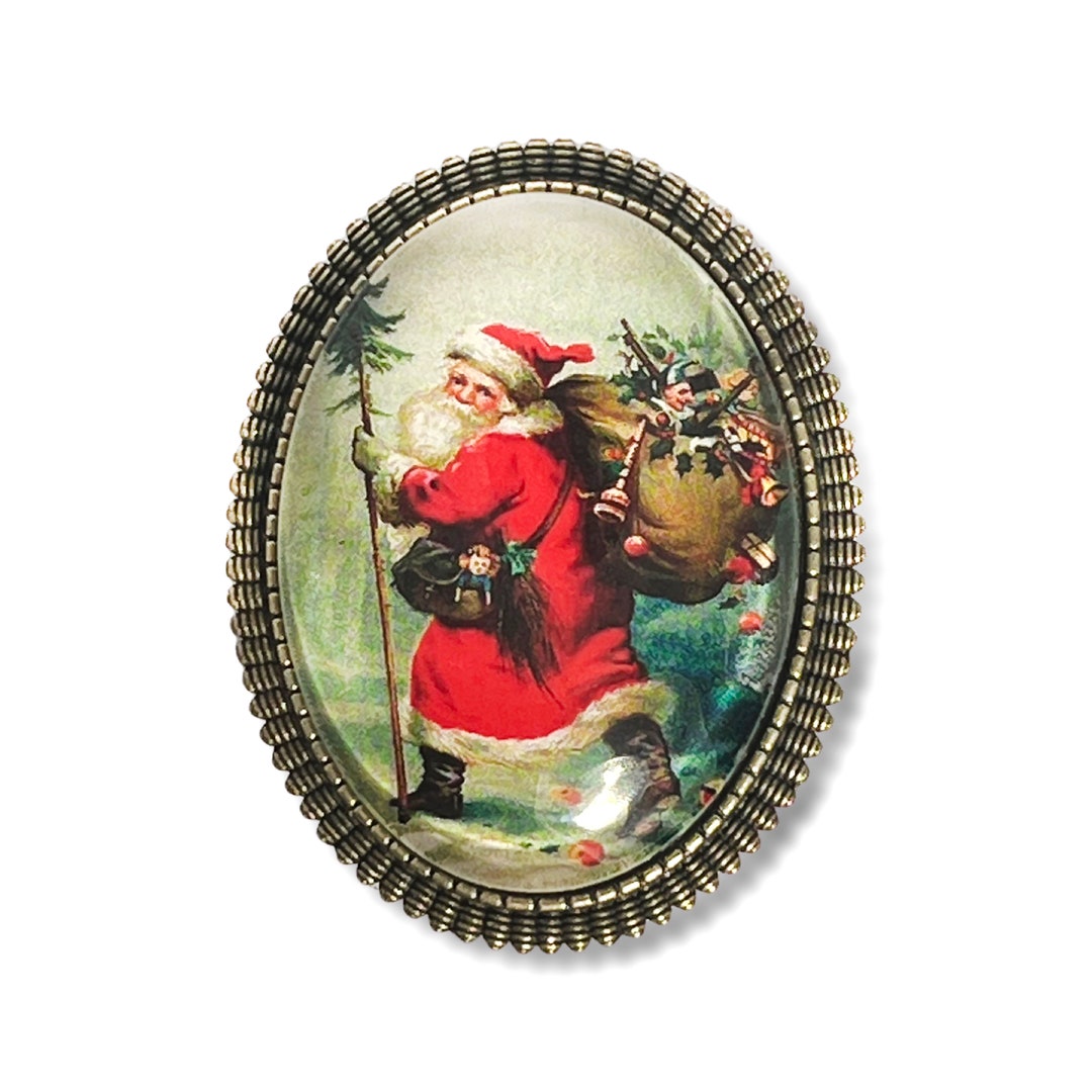 Victorian Inspired Santa Brooch, Santa Pin, Santa Jewelry, Christmas ...