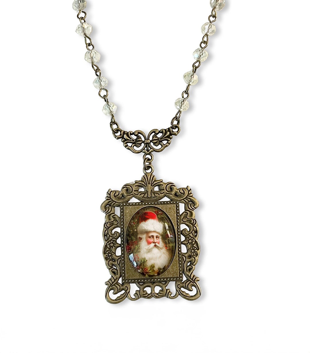 Victorian Inspired Santa Necklace Santa Necklace Vintage - Etsy