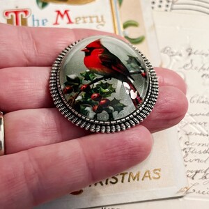 Cardinal Brooch, Winter Pin, Christmas Brooch, Red Bird Pin, Cardinal ...