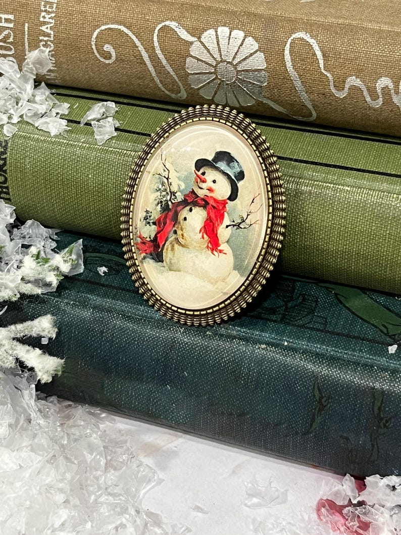 Vintage Inspired Snowman Brooch, Victorian Style Holiday Pin - Etsy