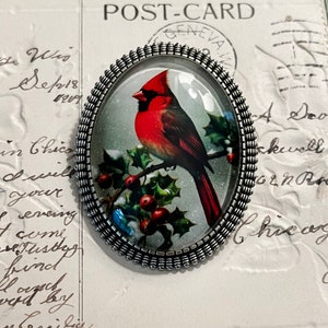 Cardinal Brooch, Winter Pin, Christmas Brooch, Red Bird Pin, Cardinal ...