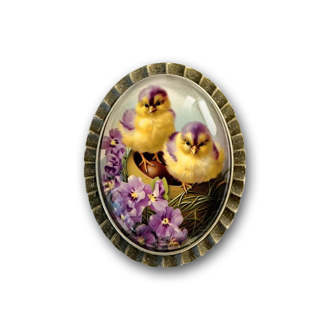 Easter Chick Brooch, Vintage Inspired Easter Egg Pin, Chick and Easter ...