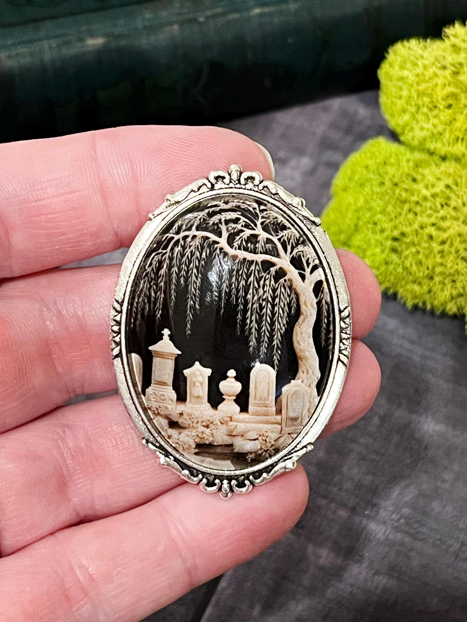 Victorian Inspired Mourning Brooch - Mourning Image Under Glass ...
