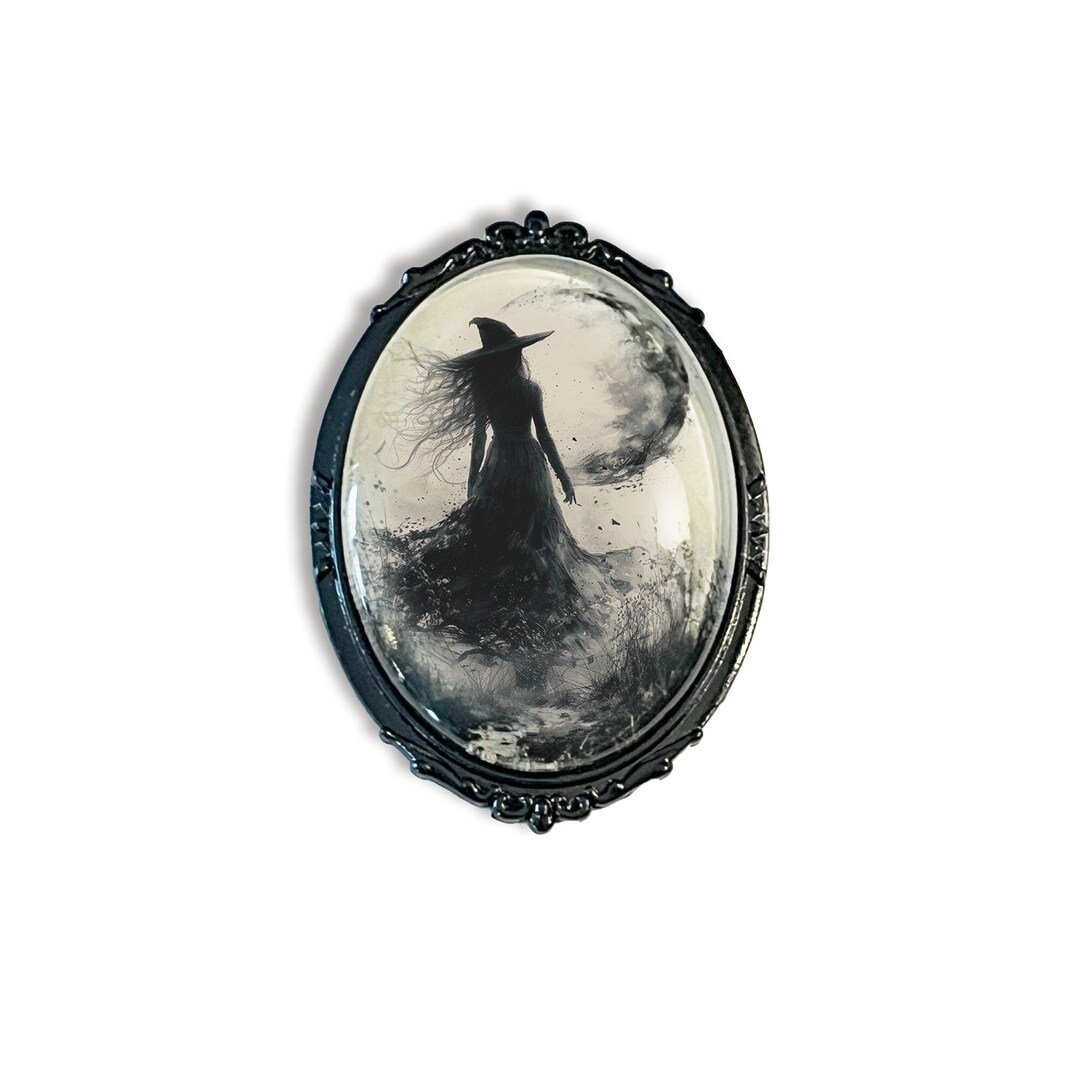 Witch Brooch, Witch Pin, Witch Silhouette Brooch, Modern Witch Jewelry ...