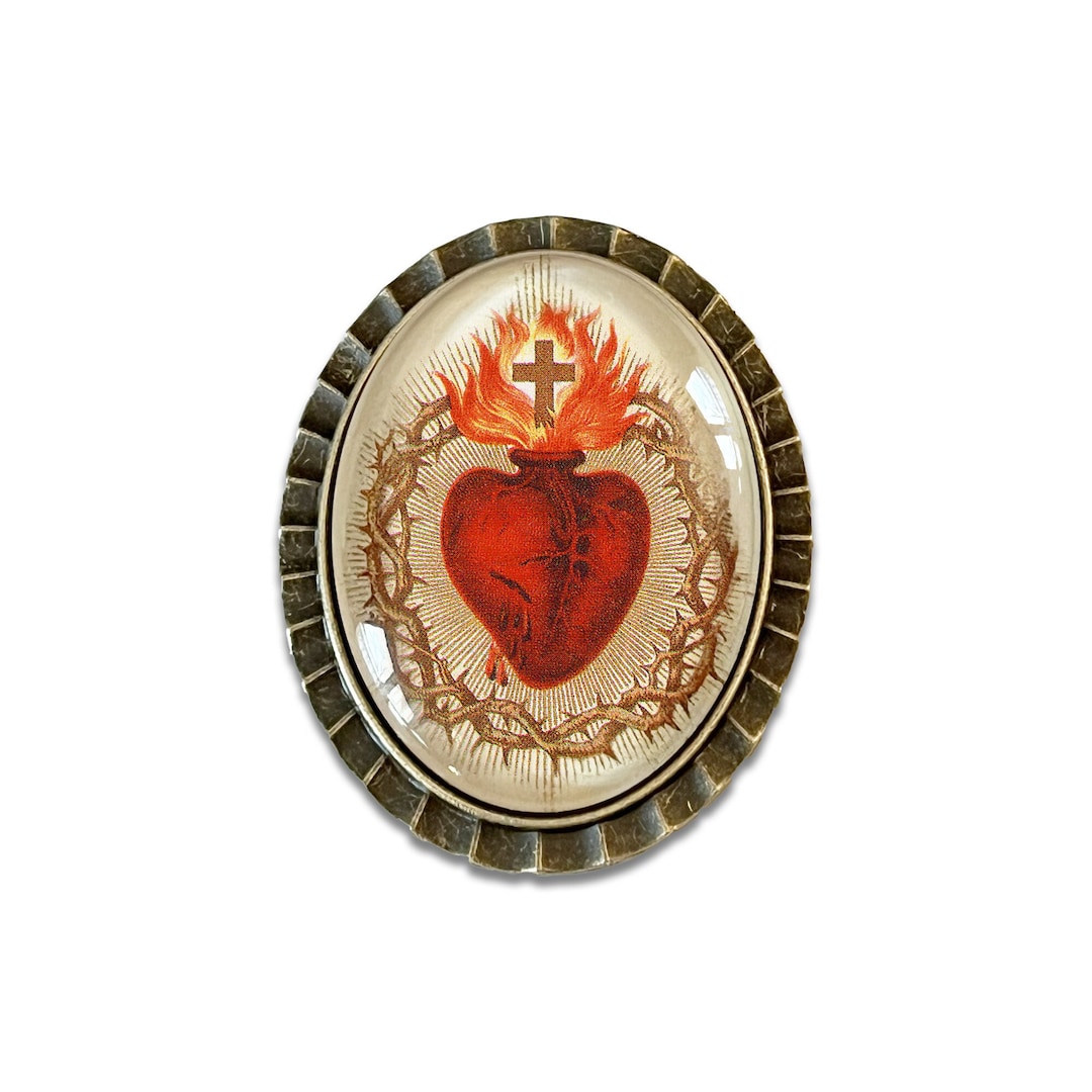 Sacred Heart Brooch, Vintage Inspired Sacred Heart Pin, Sacred Heart of ...