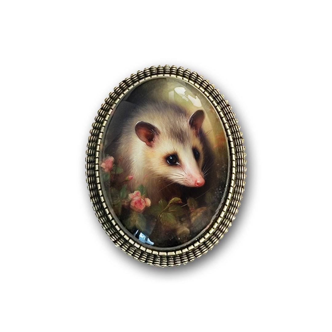 Opossum Brooch, Opossum Pin, Victorian Inspired Opossum Portrait Brooch ...