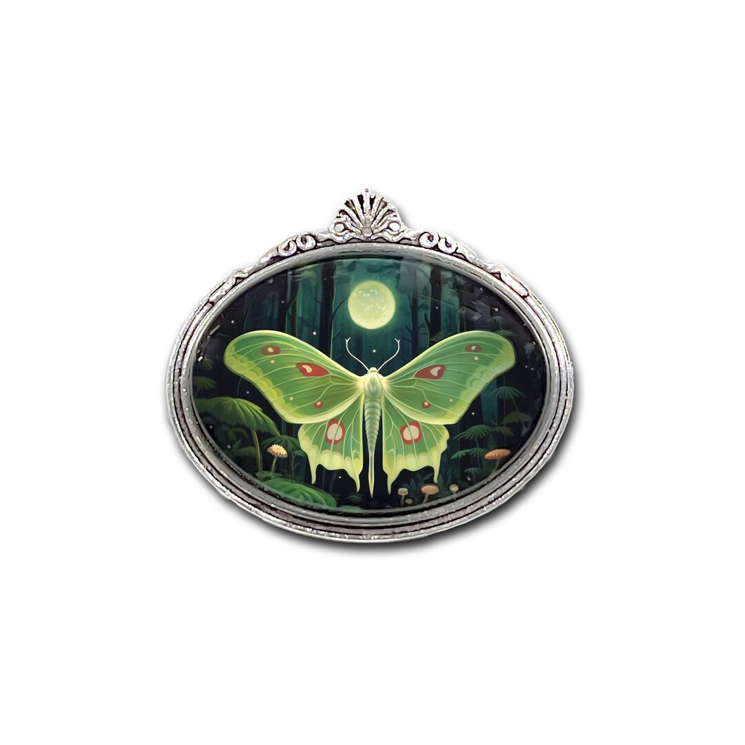 Handmade Luna Moth Brooch – Mystical Forest Moonlit Moth Pin – Nature ...