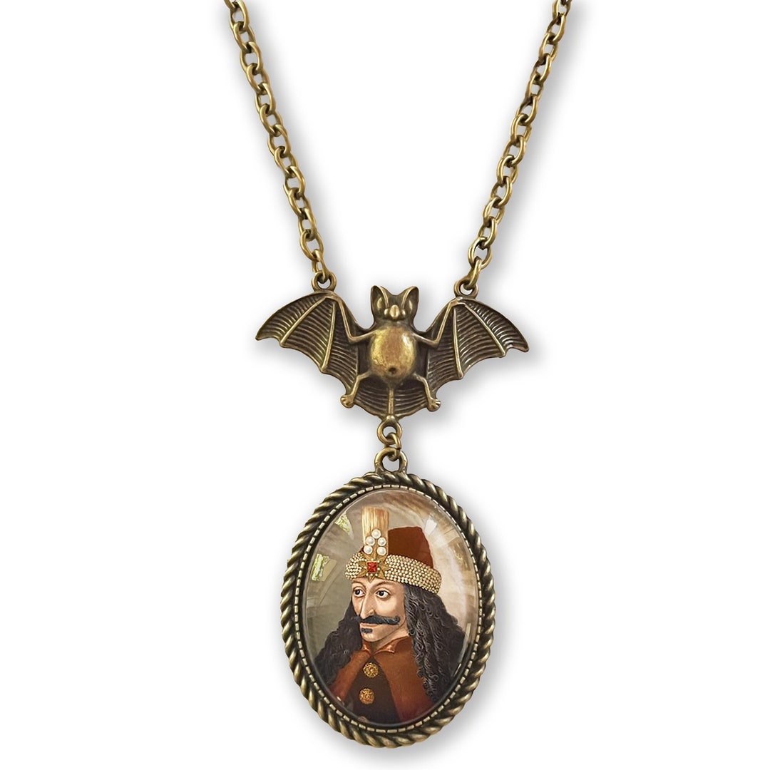 Vlad Tepes the Impaler Necklace, Dracula Bat Charm Necklace, Gothic ...