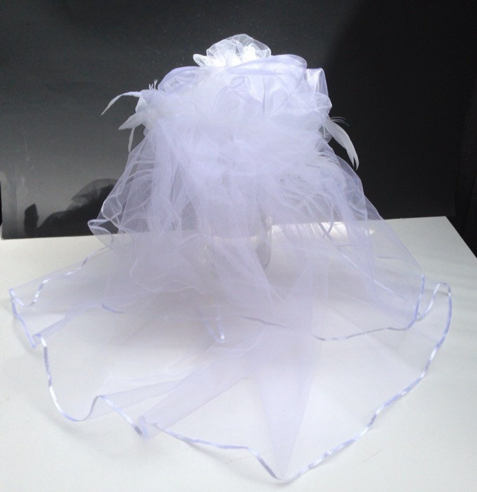 White Satin Bridal Mini Top Hat with Satin Edge Communion | Etsy