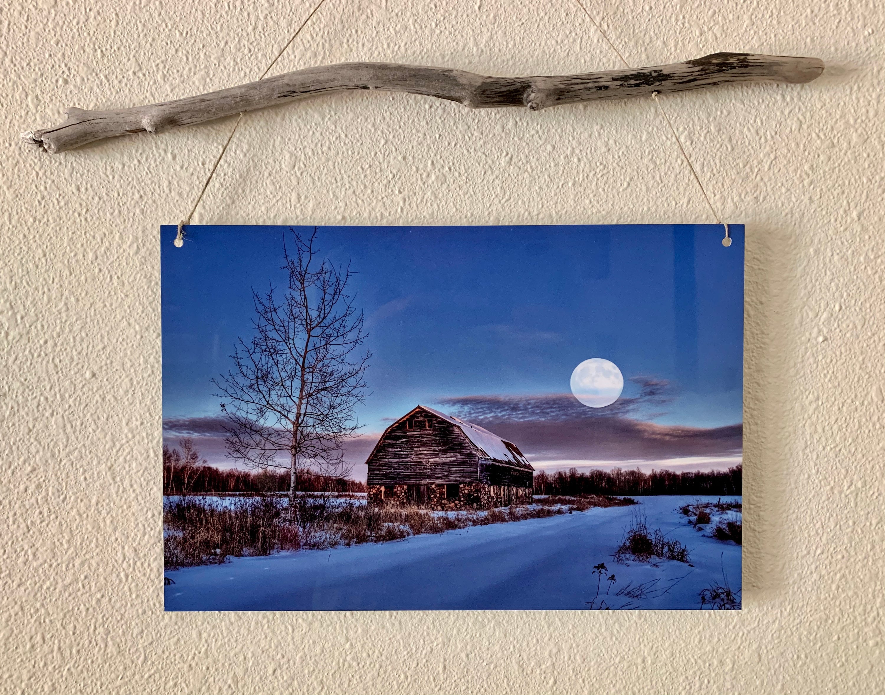 Barn With Full Moon, Winter Photography, Fine Art Print, Rural ...