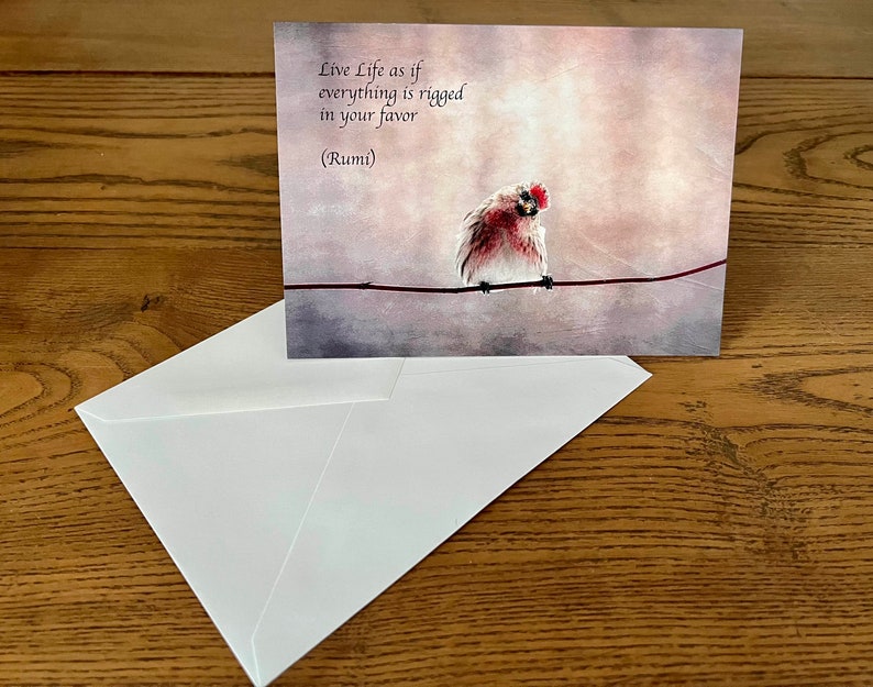 Rumi Quote, Inspirational Poetry, Greeting Card, Happy Bird, Red Poll ...