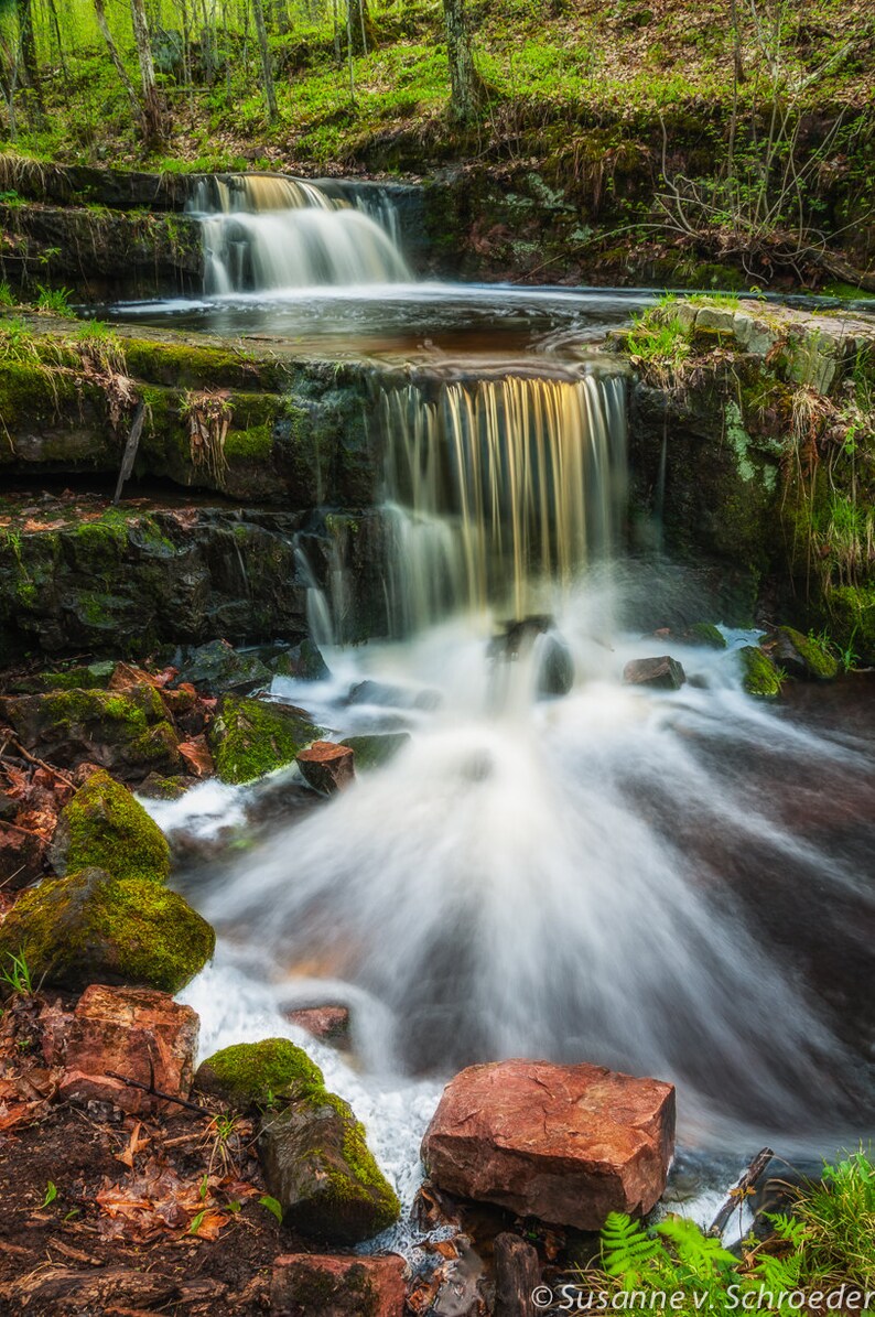 Waterfall Photography Spring Forest Fine Art Print - Etsy
