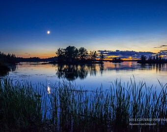Nature Photography Full Moon Northern Wisconsin Lake Fine | Etsy