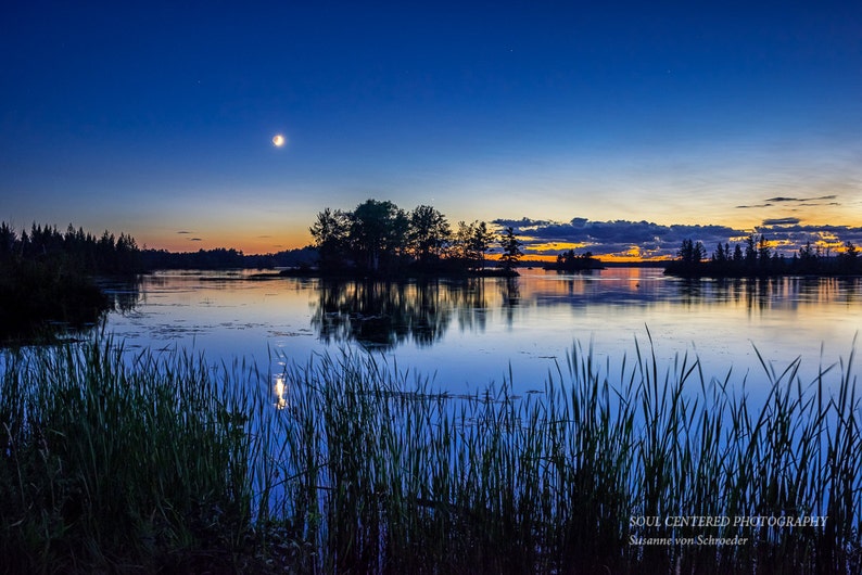 Nature Photography, Strawberry Full Moon, Northern Wisconsin Lake, Fine ...