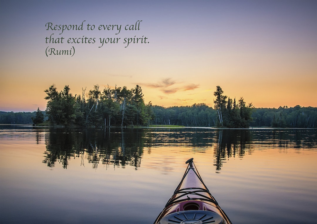 Rumi Quote, Inspirational Poetry, Greeting Card, Kayak, Lake, Sunset ...