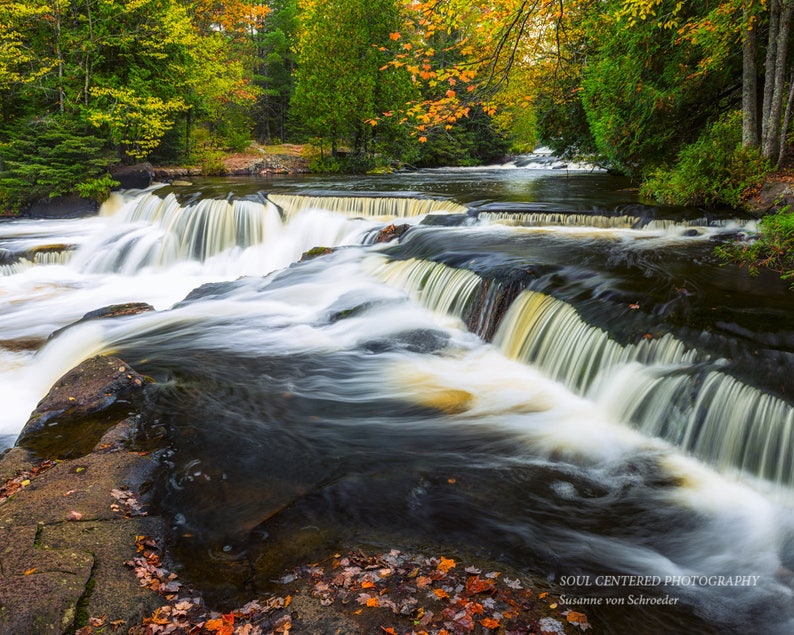 Waterfall Photography, Bond Falls, Fall Colors, Michigan, Fine Art ...