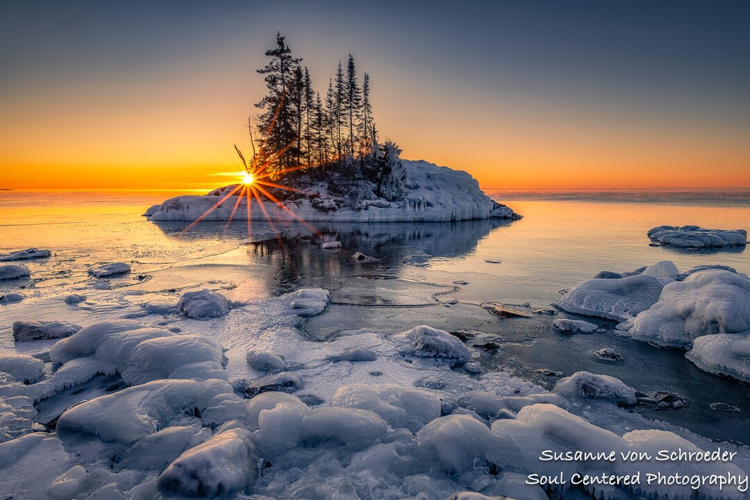 Lake Superior, Sunrise, Sun Star, Winter Landscape, Ice, Nature ...