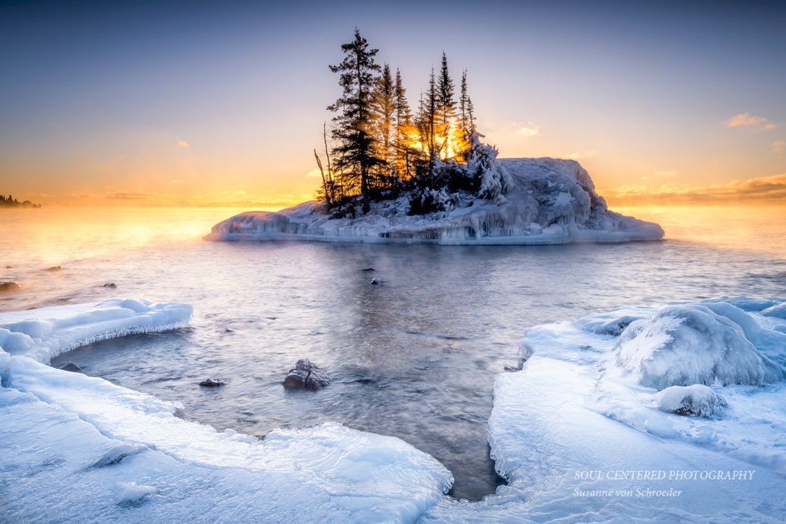 Lake Superior, Winter Landscape, Sunburst, Ice, Nature Photography ...