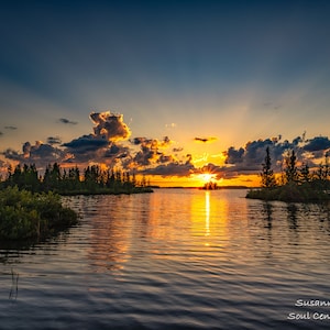 Nature Photography, Golden Sunset, Lake in Northern Wisconsin, Fine Art ...