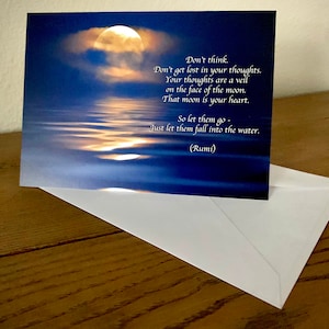 Rumi Quote, Inspirational Poetry, Greeting Card, Moon, Reflection, Lake ...