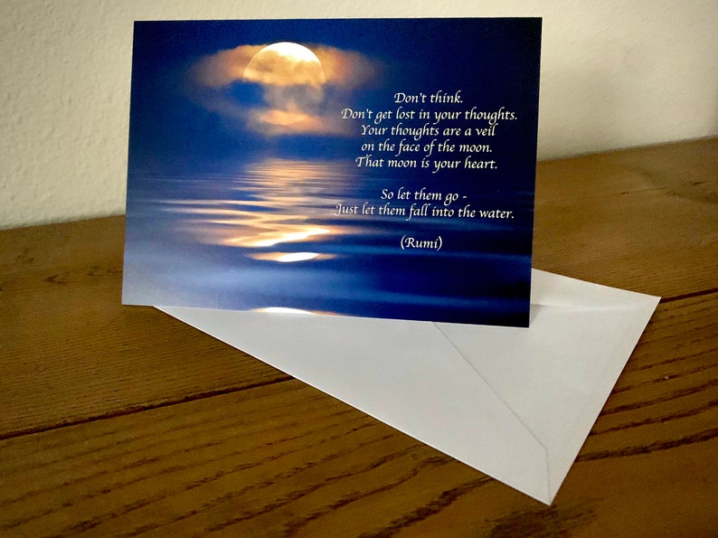 Rumi Quote, Inspirational Poetry, Greeting Card, Moon, Reflection, Lake ...