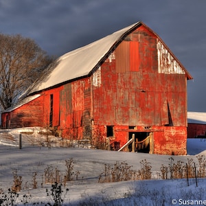Red Barn Photo, Wisconsin, Winter Photography, Fine Art Print, Photo ...