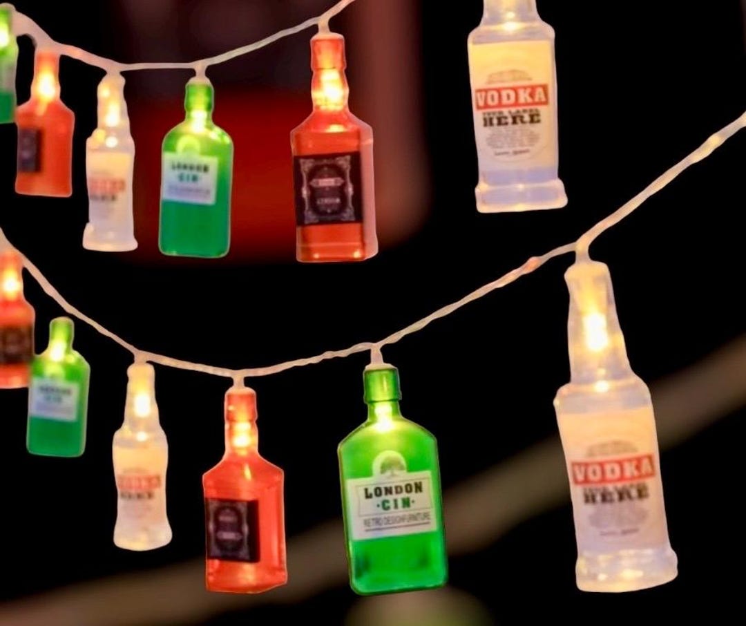 Alcohol Bottle String Lights: LED Bar Decor, 6 Ft Battery Powered ...