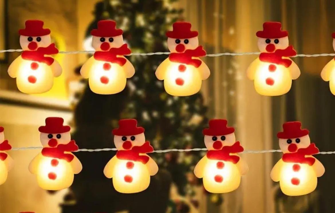 Christmas Snowman String Lights – 5ft Felt LED Garland - Etsy