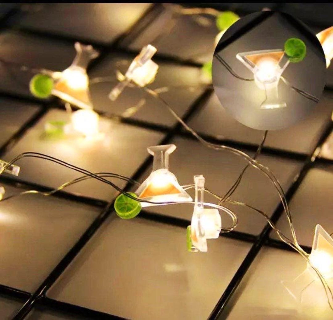 Martini String Lights Garland, 7 Foot Bachelorette’s Fairy Light String ...