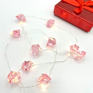 Pink Crystal String Lights Garland, 7 Foot Fairy Light String Lights ...