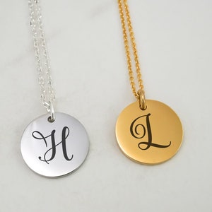 Cursive Initial Necklace - Custom Engraved Letter Necklace - 925 ...