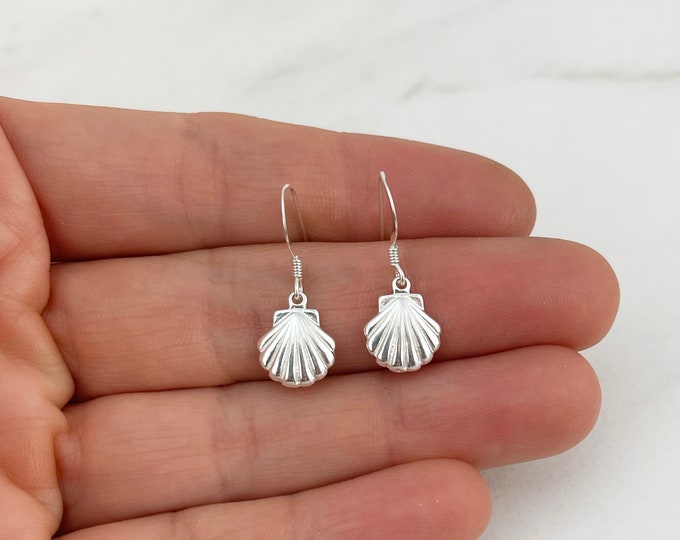 925 Sterling Silver Scallop Shell Earrings With 925 Sterling Silver ...