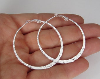 Large Silver Hoop Earrings | Etsy