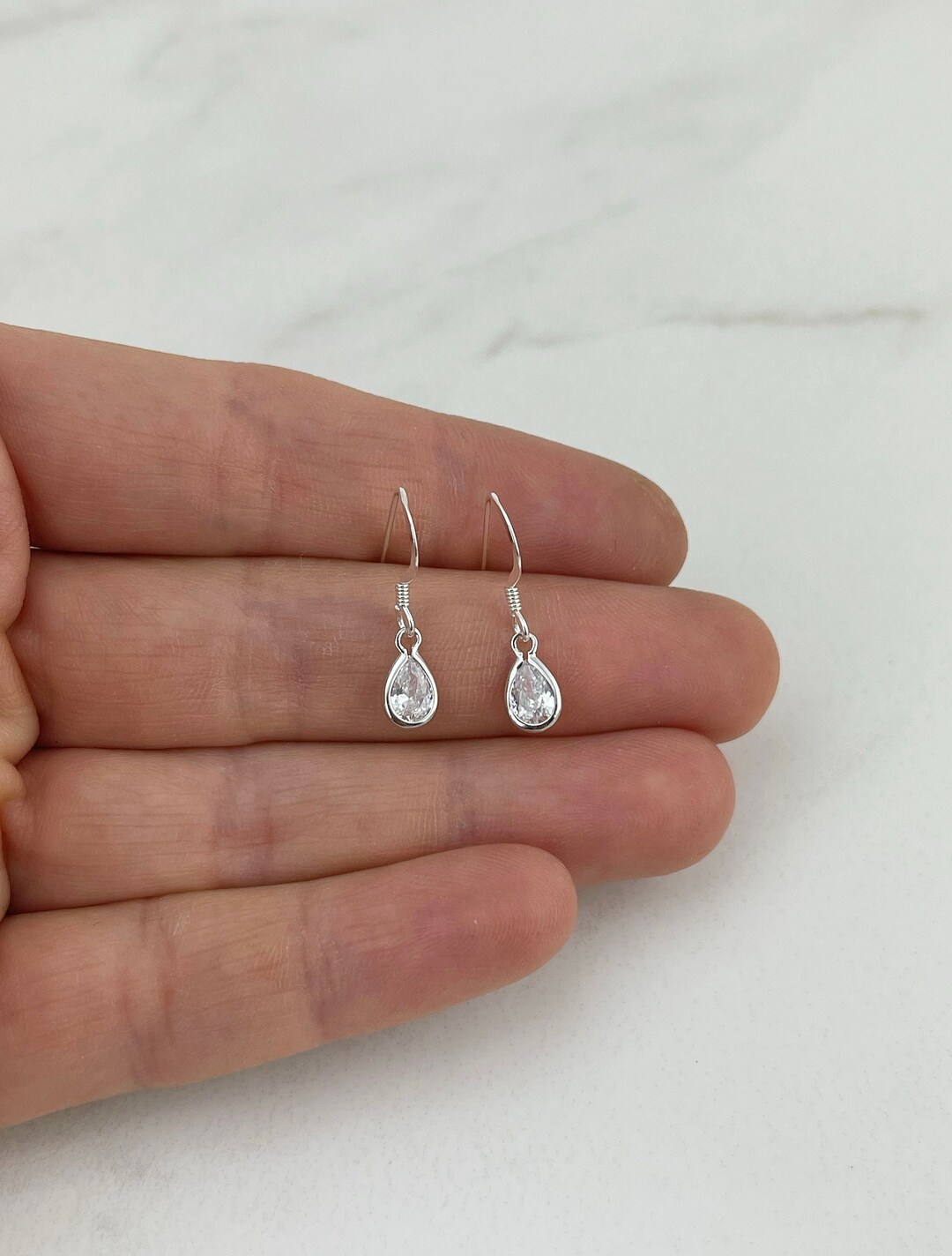 Tiny Teardrop Earrings Minimalist Jewelry Cubic Zirconia Tear Drop ...