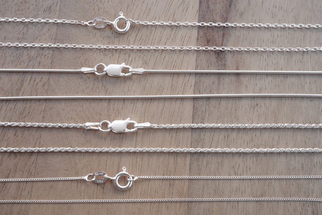 Solid Sterling Silver Chain, Anchor Chain, Snake Chain, Rope Chain ...