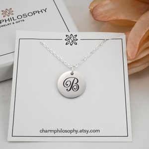Cursive Initial Necklace - Custom Engraved Letter Necklace - 925 ...
