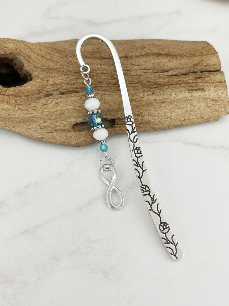 Infinity Charm Bookmark Purple Beaded Metal Bookmark - Etsy