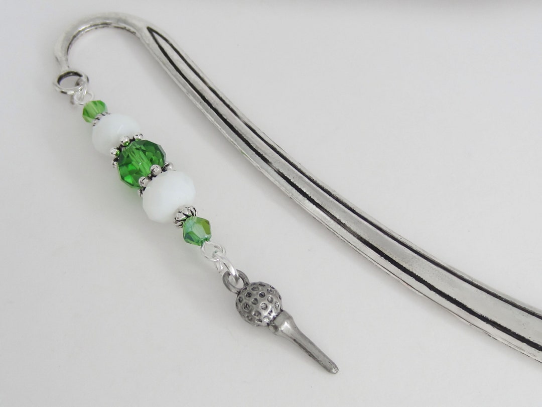 Golf Bookmark Golf Ball on a Tee Charm Custom Beaded - Etsy
