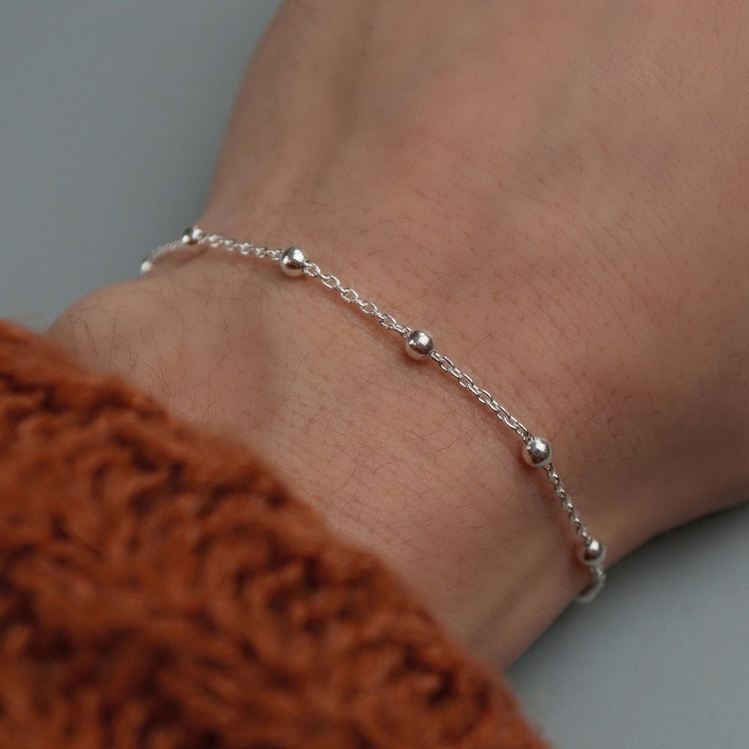 Ball Chain Bracelet - Round Ball Chain Anklet - 925 Sterling Silver ...